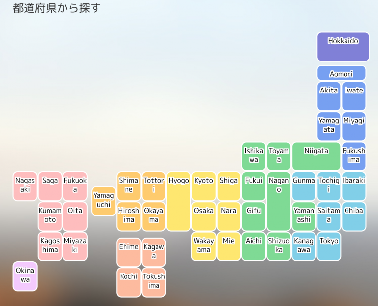 8 Regions and 47 Prefectures in Japanese